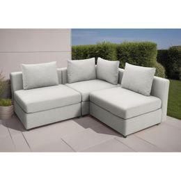 DOMO collection Ecksofa »Solskin, individuell erweiterbar/kombinierbar L-Form« mit losen Kissen. Rücken- und Seitenteile als Stecksystem. silber