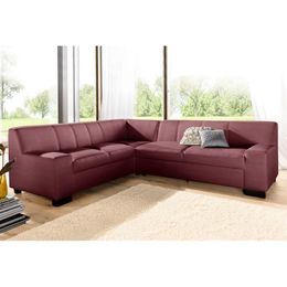 DOMO collection Ecksofa »Norma Top, elegant und modern, flache Armlehnen, L-Form« wahlweise mit Bettfunktion karminrot