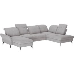 Sit & More sit&more Wohnlandschaft &raquo;Leandro U-Form&laquo; Wahlweise mit Bett-, Kopfteil - und Armlehnfunktion, sowie Bettkasten silber 90% Polyester, 10% Polyamid