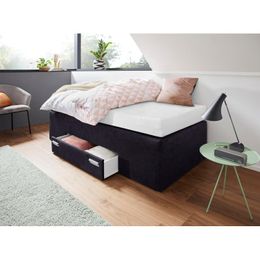 Westfalia Schlafkomfort Boxspringbett mit integrierter Schublade, frei im Raum stellbar schwarz