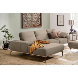 W.Schillig Ecksofa &raquo;run, Designsofa mit tollem Sitzkomfort, bequem, L-Form&laquo; mit Holzsockel, F&uuml;&szlig;e in Bronze pulverbeschichtet, Breite 319 cm beige 