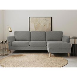 Home Affaire Ecksofa »MARSEILLE (242/152cm), L-Form, Rec. rechts/links« Massivholzbeine Eiche, Landhausstil, Wellenunterfederung grey