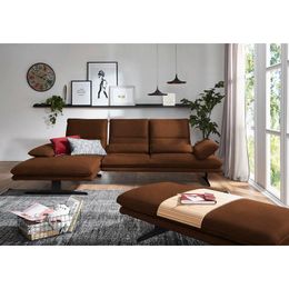 W.Schillig Ecksofa &raquo;broadway, Designsofa mit tollem Sitzkomfort&laquo; Sitztiefenverstellung, Kopfteil- & Seitenteilverstellung, Breite 291cm braun Longlife