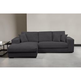 WERK2 Ecksofa »Eden modern und zeitlos, geschmackvolles Sofa, Breite 286cm, L-Form« Design Ecksofa in Cord mit besonders weichem Sitzkomfort Anthrazit