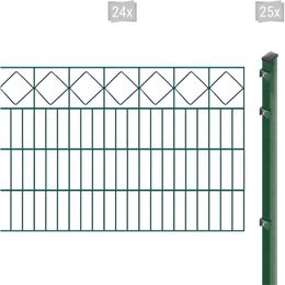 Arvotec Doppelstabmattenzaun »EXCLUSIVE 80 zum Einbetonieren "Karo" mit Zierleiste« Zaunhöhe 80 cm, Zaunlänge 2 - 60 m dunkelgrün