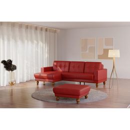 Sit & More SIT&MORE Ecksofa »Orient 5 L-Form« mit Strass-Stein, wahlweise mit Bettfunktion und Bettkasten loud red