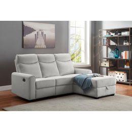 ATLANTIC HOME COLLECTION Ecksofa »Gero L-Form« mit Relaxfunktion und Stauraum, mit Cord-Bezug hellgrau 0