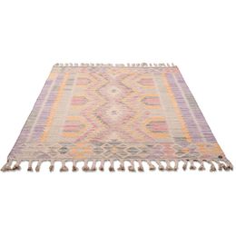 Tom Tailor HOME Wollteppich »Vintage Classic Kelim« rechteckig 5 mm Höhe reine Wolle, handgewebt, mit Fransen, Boho-Style flieder Obermaterial: 80%...