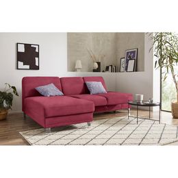 Sit & More SIT&MORE Ecksofa »Clio L-Form« wahlweise mit Bettfunktion oder Vorziehsitz und Bettkasten, Federkern bordeaux