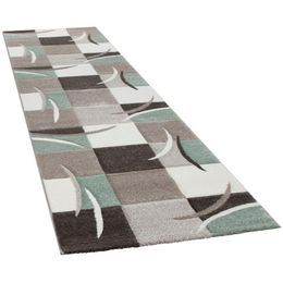 Paco Home L&auml;ufer &raquo;Lara 235&laquo; rechteckig 16 mm H&ouml;he Teppich-L&auml;ufer, modernes Design, Pastell-Farben, mit Konturenschnitt gr&uuml;n Obermaterial: 100%...