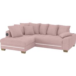 MR. COUCH Ecksofa »Nikita II, L-Form« mit Kaltschaum, RGB-LED, Soundsystem, wahlweise mit Bett, Bettkasten Stripes 8626 flamingo