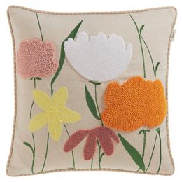 Esprit Dekokissen &raquo;Ricarda&laquo; bestickt multi + gebl&uuml;mt 100% Polyester B/L: 45 cm x 45 cm