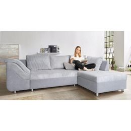 Collection AB Ecksofa &raquo;Sally L-Form&laquo; mit und ohne Bettfunktion, inklusive loser R&uuml;cken- und Zierkissen grau Microfaser PRIMABELLE (100% Polyester) / 