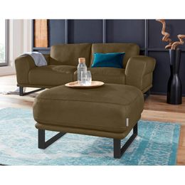 W.Schillig Hocker &raquo;montanaa&laquo; mit Metallkufen in Schwarz pulverbeschichtet, Breite 71 cm gr&uuml;n