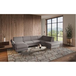 Home Affaire Wohnlandschaft &raquo;Calypso U-Form&laquo; wahlweise mit motorischer Relaxfunktion grau 100%Polyester