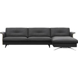 FLEXLUX Ecksofa »Glow Designsofa, bequem und komfortabel durch hochwertigen Sitzaufbau« L-Form, Modernes skandinavisches Design Deep Black
