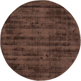 CarpetFine Teppich »Ava Viskoseteppich« rund 13 mm Höhe Seidenoptik, leichter Glanz, Wohnzimmer dunkelbraun Obermaterial: 100% Viskose Ø 200 cm 1...