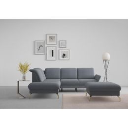 Sit & More SIT&MORE Ecksofa »Fashion L-Form« wahlweise mit Kopfteilverstellung, Vorziehsitz, motorisch, Nickelfüße blaugrau