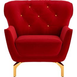 Sit & More sit&more Sessel &raquo;Orient 3&laquo; inkl. 1 Zierkissen mit Strass-Stein, goldfarbene Metallf&uuml;&szlig;e rot 100% Polyester