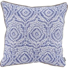 HOCK H.O.C.K. Dekokissen &raquo;Badu Batik Steel Outdoor&laquo; mit Keder, Kissenh&uuml;lle mit F&uuml;llung, 1 St&uuml;ck blau + gemustert Obermaterial: 100% Polyacryl B/L: 50 cm...