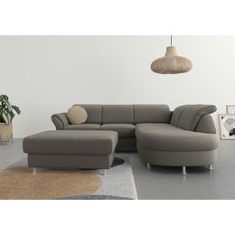 Sit & More sit&more Ecksofa &raquo;Apulia L-Form&laquo; wahlweise Bettfunktion, Bettkasten und Kopf- und Armteilverstellung braun Webstoff (100% Polyester);Struktur weich (