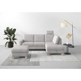 Home Affaire Ecksofa »Summer L-Form« mit Ottomane, wahlweise mit Bettfunktion und Bettkasten, Cord-Bezug silber