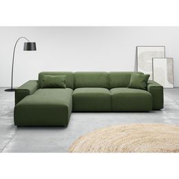 Andas Ecksofa »Glimminge auch in Breitcord, Feincord, Bouclé + Easy care-Bezug« L-Form, Breite 294, Zierkissen oliv