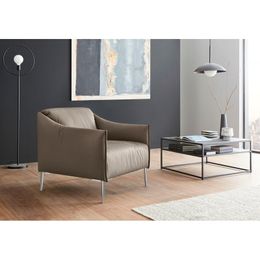 W.Schillig Cocktailsessel &raquo;sally&laquo; mit Metallf&uuml;&szlig;en in Chrom gl&auml;nzend braun Longlife Xtra-Leder Z59: Glattleder mit modischer Pr&auml;gung. Hautst&auml;rke 0, 9 -