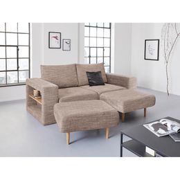 LOOKS by Wolfgang Joop 3-Sitzer »Looksvb« Verwandlungssofa: aus Sofa wird Sofa mit 2 Hockern, mit Regalfunktion beige-braun
