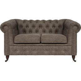 Home Affaire Chesterfield-Sofa &raquo;Aarburg&laquo; aufw&auml;ndige Knopfheftung und Ziern&auml;gel im Chesterfield-Design grau 100% Polyester