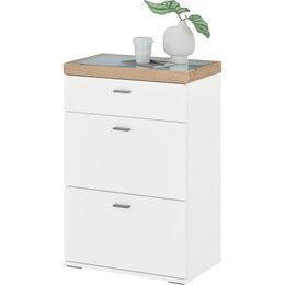 SET ONE BY Musterring Highboard »Lancaster Dielen« inklusive LED-Beleuchtung, in 2 Farben erhältlich, B 61 x H 91 cm Weiss matt mit Eiche Artisan 5...