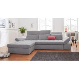 Sit & More SIT&MORE Ecksofa »Stardust L-Form« wahlweise mit Bettfunktion und Bettkasten silber