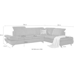 W.Schillig Ecksofa »taoo, elegant und zeitlos, bequem, L-Form« mit Sitziefenverstellung & Kopfteilverstellung grey Z73