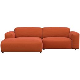 FLEXLUX Ecksofa »Lucera Chaislongue rechts oder links, L-Form, bequem« modern & anschmiegsam, Kaltschaum, Stahl-Wellenunterfederung Burned orange