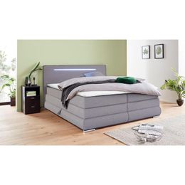 Collection AB Boxspringbett inkl. Bettkasten, LED-Beleuchtung und Topper hellgrau/anthrazit