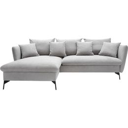 Andas Ecksofa »LIVORNO, 258 cm, L-Form, « Schlaffunktion u. Bettkasten (139/224cm), Samt, Struktur, Webstoff Hellgrau 0