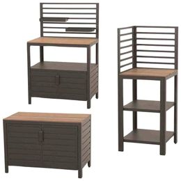 siena GARDEN Outdoor-Küchenmodul »Sierra« Set, 3-tlg., Aluminium, Teak FSC 100% anthrazit/braun
