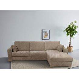 Home Affaire Ecksofa »Roma "L" Dauerschlaffunktion, mit Unterfederung« Matratzenhöhe 14cm, , Liegemaße ca 163x198 cm, L-Form braun