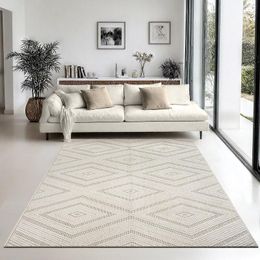 the carpet Teppich &raquo;Mirella&laquo; rechteckig 6 mm H&ouml;he Wohnzimmer Teppich strukturierte Webart Hand-Made Look Creme Obermaterial: 100% Polypropylen B :...