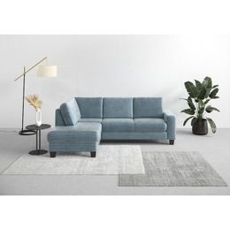 Home Affaire Ecksofa »Summer L-Form« mit Ottomane, mit oder ohne Bettfunktion und Bettkasten, Cord-Bezug blau/grau