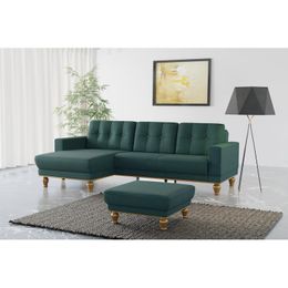 Sit & More SIT&MORE Ecksofa »Orient 5 L-Form« mit Strass-Stein, wahlweise mit Bettfunktion und Bettkasten dunkelgrün