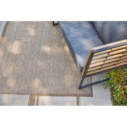 ANDIAMO Teppich »New Orleans 2« rechteckig 5 mm Höhe Flachgewebe, mit Bordüre, In- und Outdoor geeignet, Wohnzimmer taupe Obermaterial: 100%...