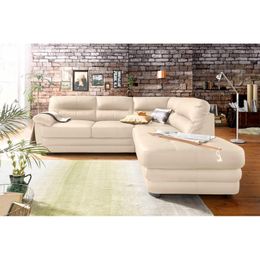 COTTA Ecksofa &raquo;Royale L-Form&laquo; wahlweise mit Bettfunktion beige Luxus-Kunstleder, frei im Raum stellbar;Luxus-Microfaser (100% Polyester), frei im Raum