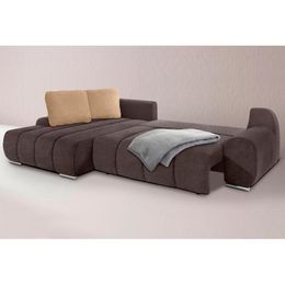 Inosign Ecksofa »Bono L-Form« wahlweise mit Bettfunktion dunkelbraun/caramel