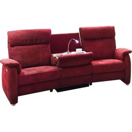 Home Affaire Sofa »Turin« mit motorischer Relaxfunktion, Tisch, Leuchte + USB-Ladestation rot