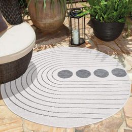 Carpet City Outdoorteppich &raquo;DUO RUG 5739&laquo; rund 5 mm H&ouml;he Wendeteppich Wetterfest In- & Outdoor, Balkon, Terrasse, Wohnzimmer Grau Obermaterial:...