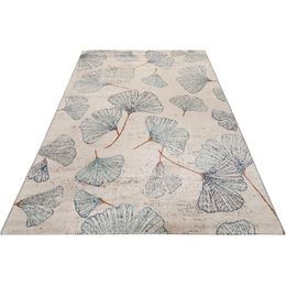 Esprit Outdoorteppich »Rivera, ESP-20088« rechteckig 4 mm Höhe In- und Outdoor geeignet, Florales Dessin, Terrasse, Balkon beige-blau Obermaterial:...