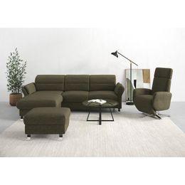 Sit & More SIT&MORE Ecksofa »Grenoble L-Form mit Federkern« wahlweise mit Bettfunktion, Bettkasten, Arm- und Kopfteilverstellung khaki