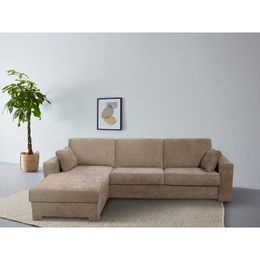 Home Affaire Ecksofa »Roma "M" Matratzenhöhe 14 cm, Dauerschlaffunktion, mit Unterfederung, « Liegemaße ca 143x198 cm, L-Form braun