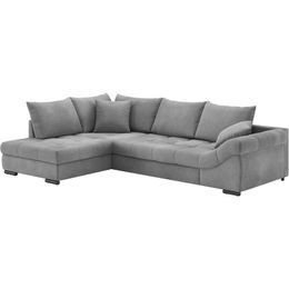 Ecksofa &raquo;Allegro, L-Form&laquo; mit Hochschl&auml;fer-Bettauszug, wahlweise mit Kaltschaum grau Memphis (Grundgewebe - 100% Polyester; Nutzschicht- 90% Polyester